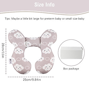 vocheer Baby Travel Pillow(Upgraded), Head and Neck Support Pillow for Pushchair, Car Seat,Stroller, Bouncer, Cotton(Grey Cloud