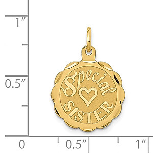 The Black Bow 14k Yellow Gold Special Sister Disc Charm or Pendant, 15mm