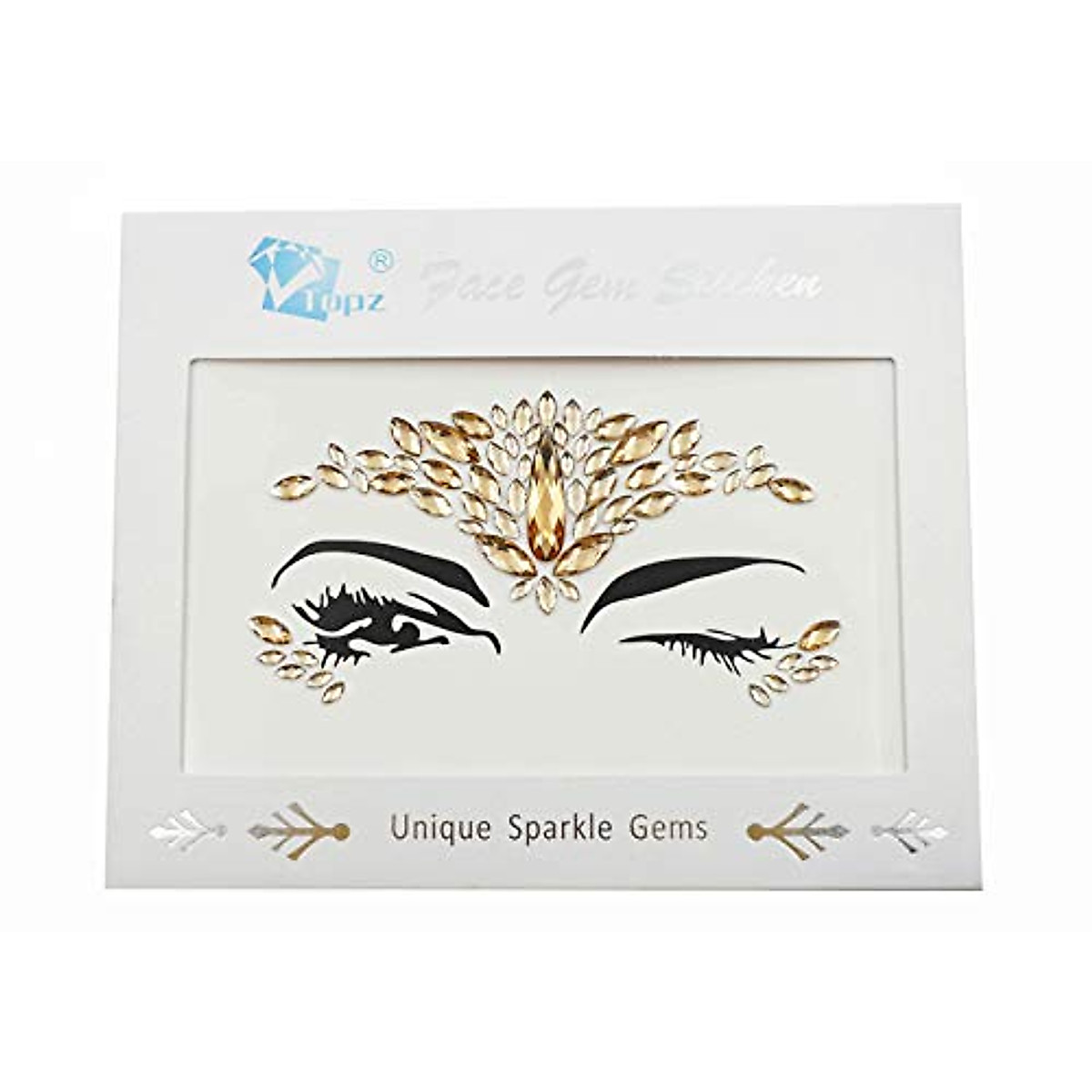 face jewels for makeup Festival Wedding Face Gems Temporary Tattoos mermaid halloween Bindi Fusion Headpiece Body Jewellery bindi face jewel(Topaz gold/SR16)