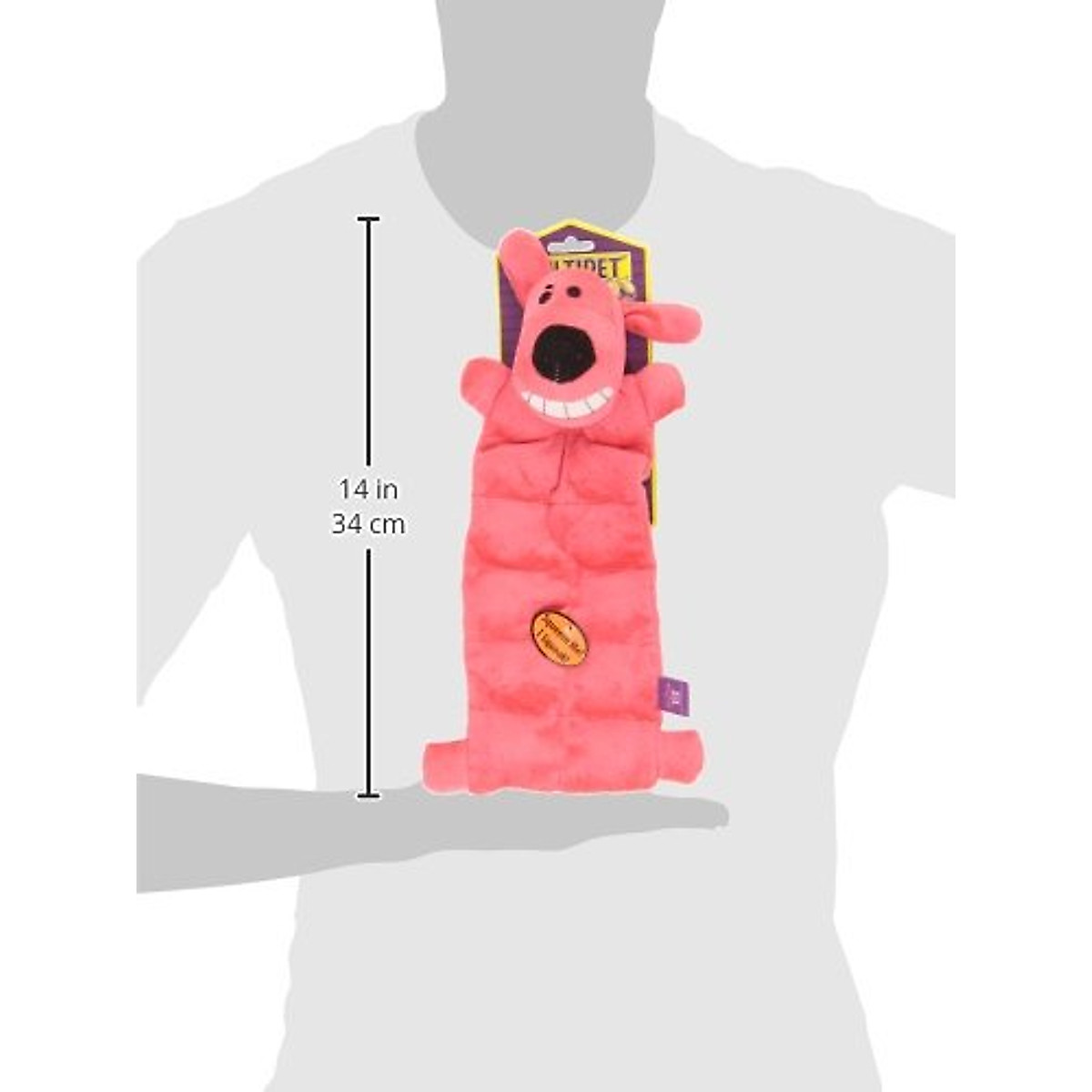 Multipet 12-Inch Squeaker Mat Soft Plush Dog Toy with 13 Squeakers, Colors may vary