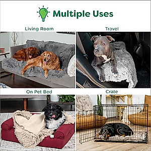 Furhaven Waterproof Throw Blanket for Dogs & Indoor Cats, Washable - Shaggy Plush Calming Long Faux Fur & Velvet Dog Blanket - Driftwood, Large