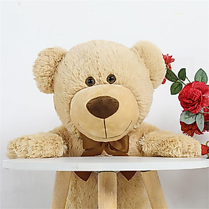 Tezituor Big Teddy Bear Stuffed Animal, 26 inch Medium Size Stuffed Teddy Bear Plush Toy for Chirstmas Valentine's Day Birthday, Soft Teddy Bear Plush for Kids Girlfriend, Tan