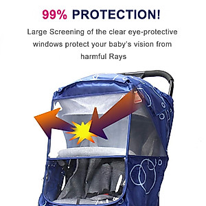 Wonder Living Stroller Rain Cover, Universal Stroller Weather Shield, Waterproof, Windproof Protection, Protect from Dust Snow (Blue)
