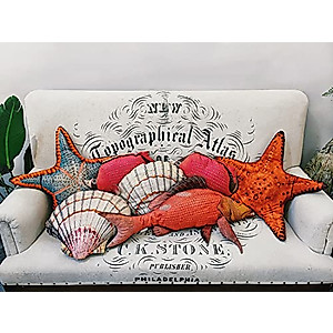 Flooreal Seashell Shape Decorative Cushion Throw Pillow 17.7" 3D Plush for Home Sofa Couch Bed Office Car Sea Ocean Conch 100% Polyester