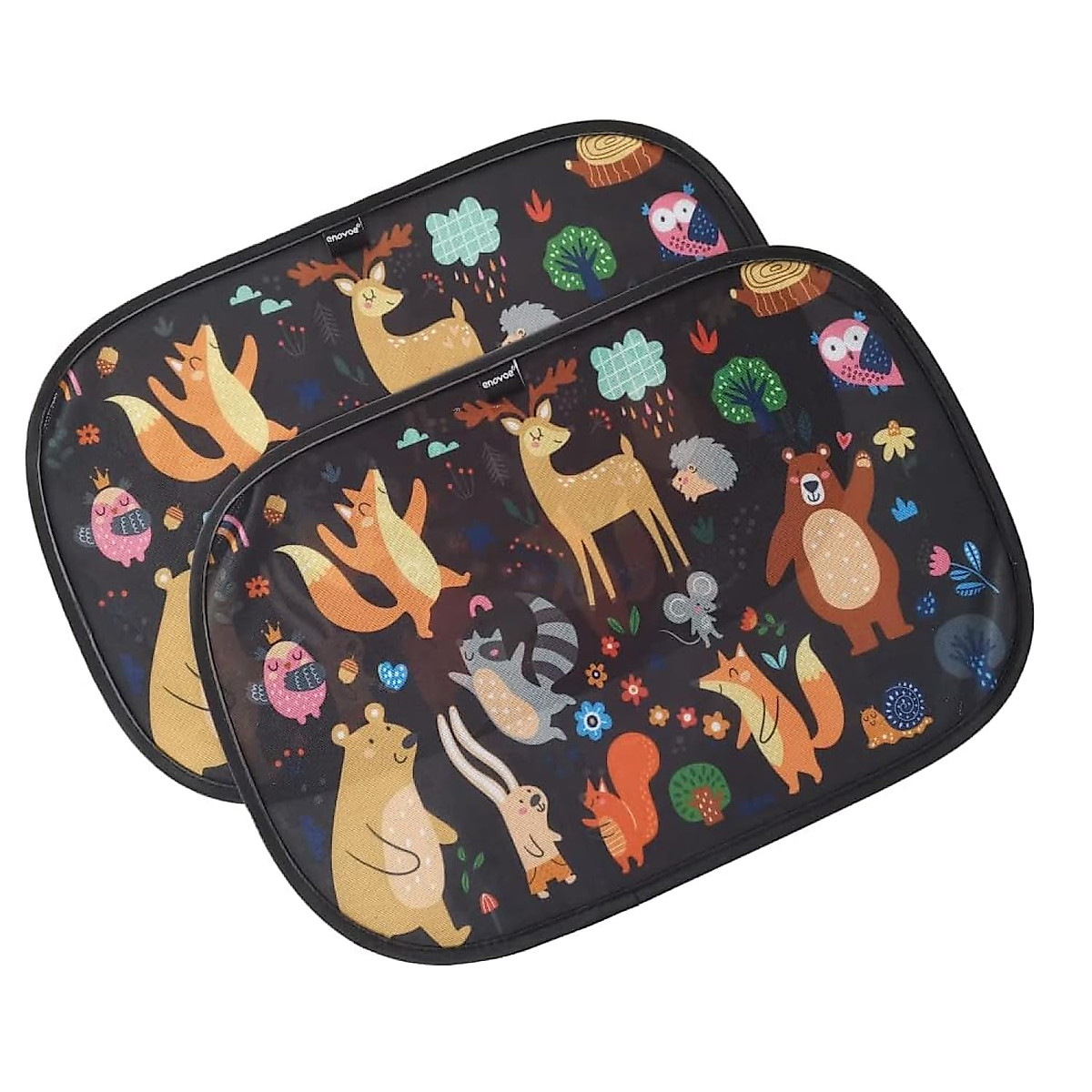 Car Window Sun Shade for Baby - Sun Blocker Cover - Sun Visor for Car Side Window - Sun Shield Protector for Baby - Sunshades for Side and Rear Car Windows - Cartoon Animal Design (2 Pack) 19"x12"