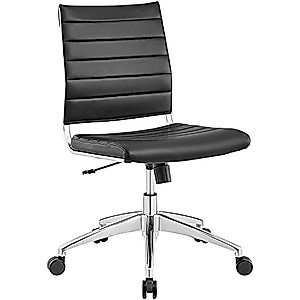 Modway Jive Ribbed Armless Mid Back Swivel Conference Chair In Black