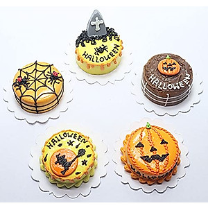 ThaiHonest Mixed 5 Assorted Halloween Cake Dollhouse Miniature Food,Tiny Food