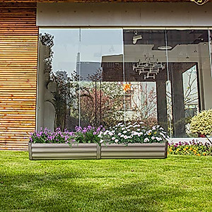 Outdoor 8x4 Ft Metal Raised Garden Bed Patio Large Frame Planters Box for Vegetables/Flower/