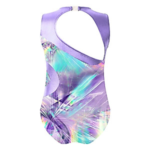 YONGHS Kids Girls Sleeveless Ballet Leotard for Gymnastics Outfit One Piece Athletic Bodysuit Dancewear Lavender 10 Years