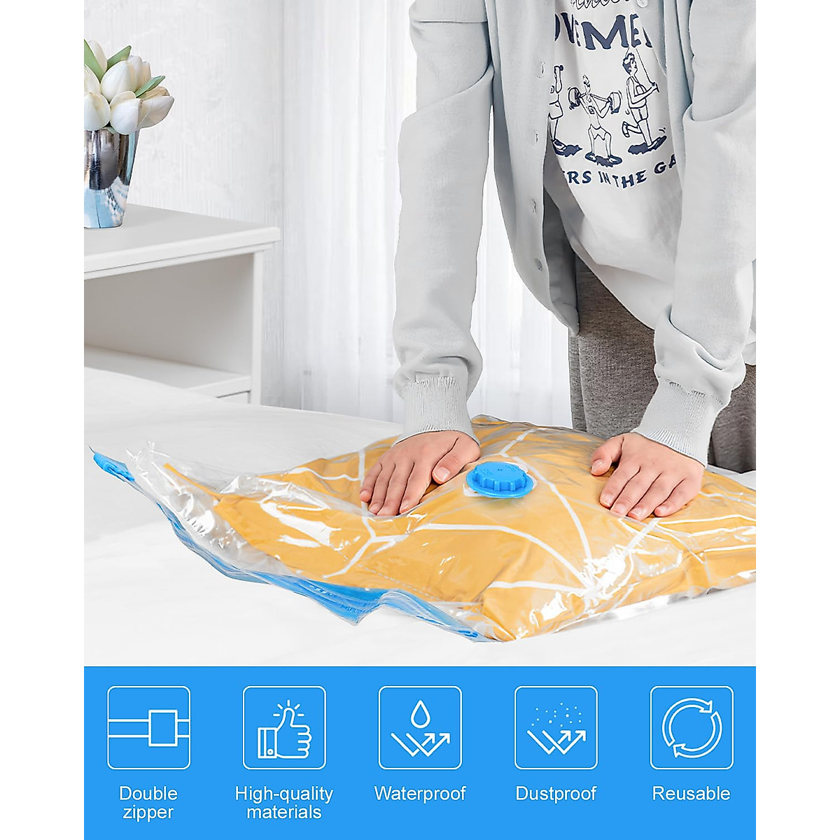 Vacuum Storage Bags with Hand Pump 20 Jumbo Space Saver Seal Storage Bags for Clothes Compression Bags for Travel