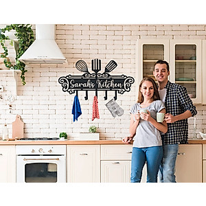 Personalized Kitchen Wall Decor，Custom Kitchen Hooks for Utensils, Personalized Kitchen Utensil Rack, Custom Metal Kitchen Hooks for Mothers Day Gifts, Grandmother's gift.