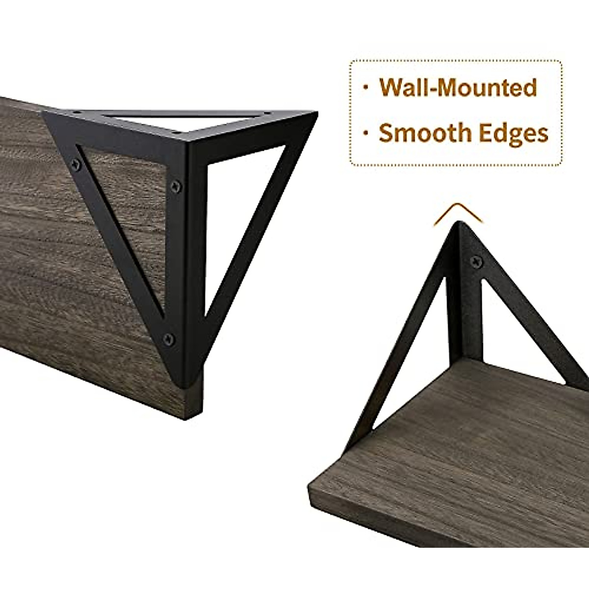 HOME STRANGERS Floating Shelves, Rustic Wood Wall Shelves Wall Mounted Storage Shelves Set of 3 for Bedroom, Bathroom, Living Room, Kitchen (Brown)