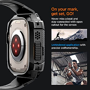 Spigen Rugged Armor Pro Designed for Apple Watch Ultra2/Apple Watch Ultra Case with Band 49mm - Black