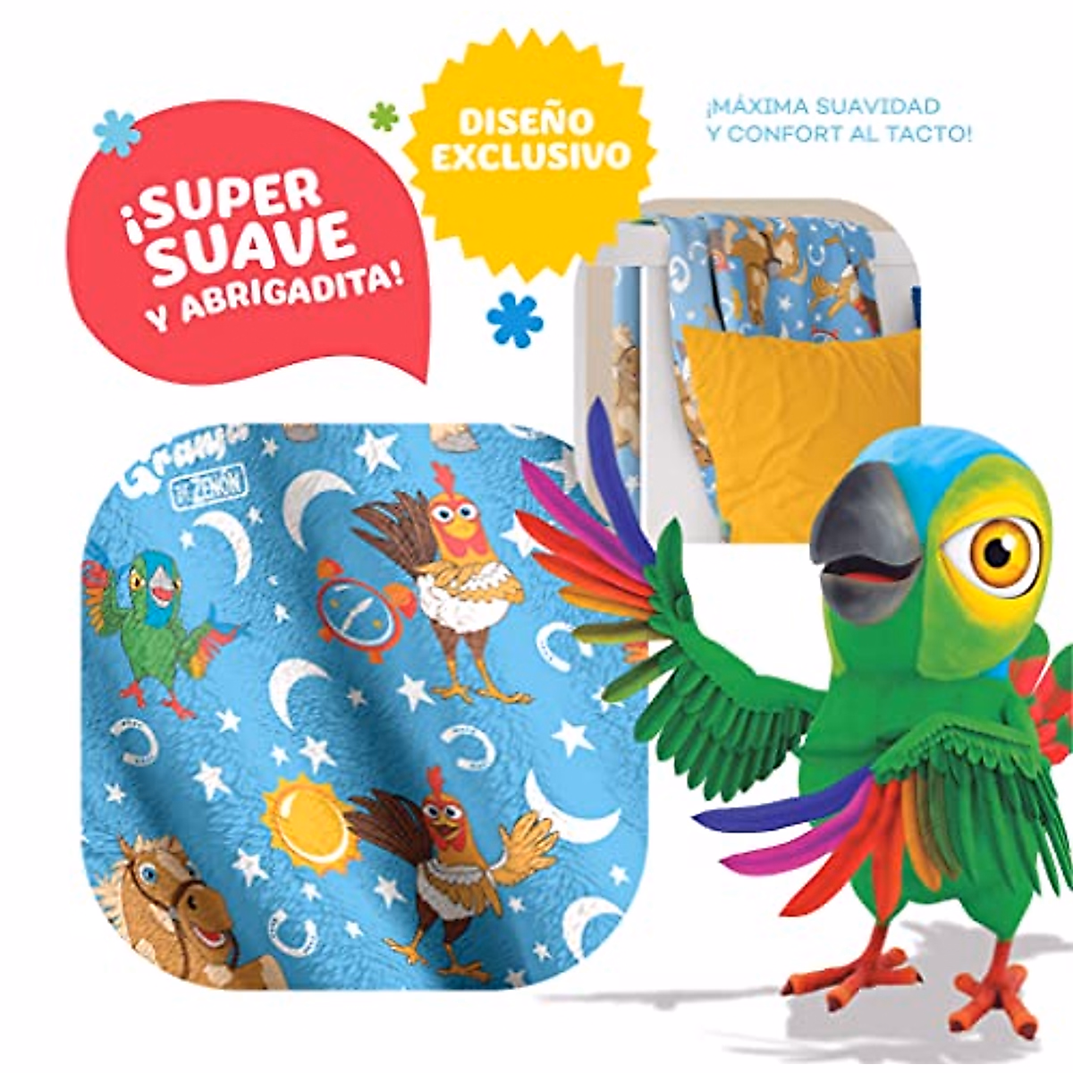 LA GRANJA DE ZENÓN Flannel Blanket 1 Square El Reino Infantil | Super Soft Plush Throw Blanket | Kids Bedroom Decor