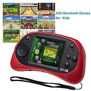 Kids Handheld Games 16 Bit Retro Video Games Console with 220 HD Electronic Games - 2.5'' LCD Portable Travel Games Entertainment Gifts for Boys Girls Ages 4-12 (Classic Red)