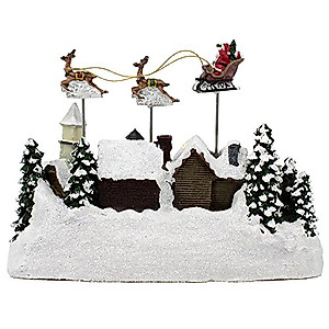Kurt Adler Battery Operated Musical LED Village with Santa and Deer, 11-Inch