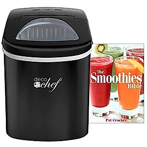 Deco Chef Black Compact Electric Top Load Ice Maker with The Smoothies Bible Recipe Book