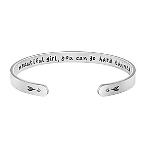 Sisters Gifts from Sister Birthday Gift Ideas Empowered Women Jewerly Inspirational Bracelets for Girls Personalized Engraved Stainless Steel Cuff Bracelet for Christmas Graduation Valentines Day Gift for Her
