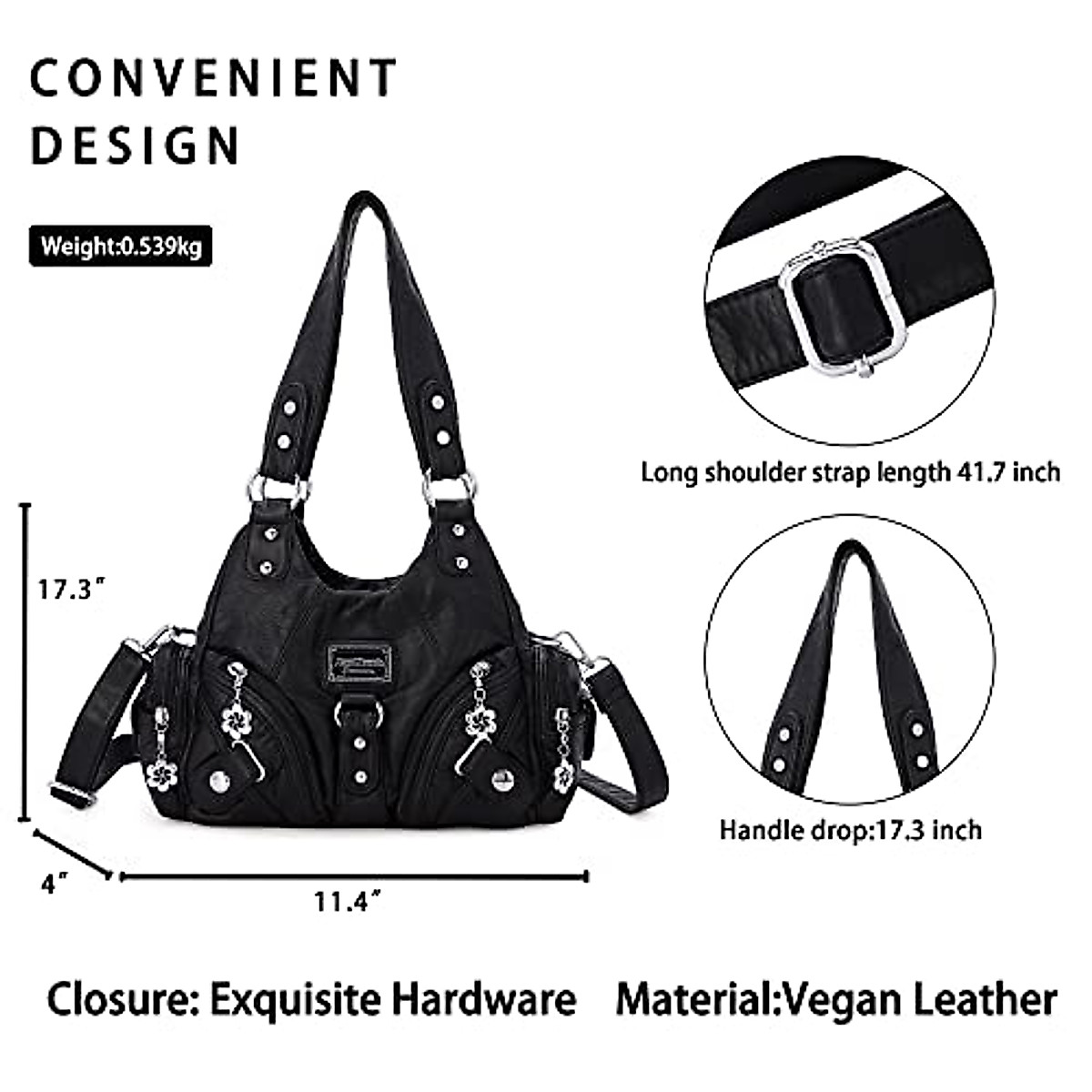 Angel Kiss Small Hobo Bags for Women Multi Pockets Purses Long Strap Handbags Adjustable Shoulder Bags for Everdayuse