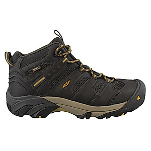 KEEN Utility Men's Lansing Mid Height Steel Toe Waterproof Work Boots, Raven/Tawny Olive, 11.5 Wide