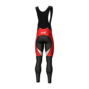 Sparx Men Winter Cycling Thermal Roubaix Bib Tights Padded Bib Pants High Viz Bike Leggings (Red, M)
