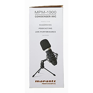 Marantz Professional MPM-1000 - Studio Recording XLR Condenser Microphone with Desktop Stand and Cable – for Podcast and Streaming Projects