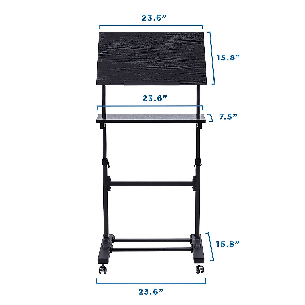 Mount-It! Mobile Stand Up Desk, Portable Podium and Presentation Lectern Height-Adjustable Multi-Purpose Standing Workstation,Black.