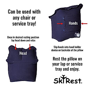 SkyRest® Inflatable Head Neck Rest Travel Pillow - Portable Patented Design Napping Pillows for Airplanes Buses Cars Office Trains Outdoor Camping - Gift for Men Women