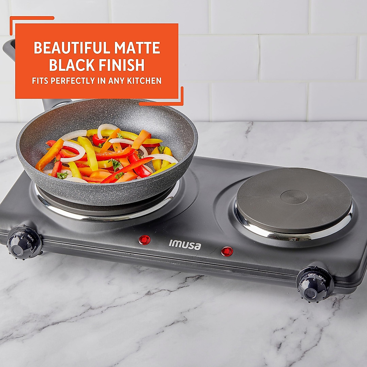 IMUSA Double Electric Hot Plate, Black