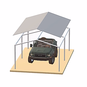 Carport Cover 14' x 20' Cut Size, 13'6" x 19'6" Finish Size Replacement Heavy Duty Canopy Tarp Tent Roof for Garage Shelter White and Silver, Only Cover (Silver 14x20)