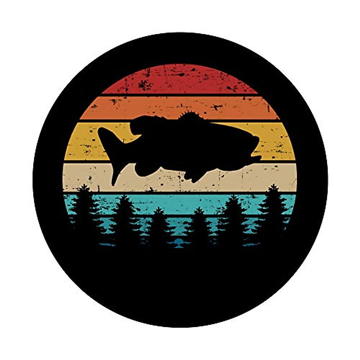 Bass Fishing fish vintage retro PopSockets Grip and Stand for Phones and Tablets
