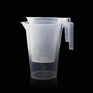 ULAB Half Handle Plastic Measuring Beaker Set, Stackable 2 Sizes 1000ml 2000ml, with Spout and Molded Graduation, UBP1010