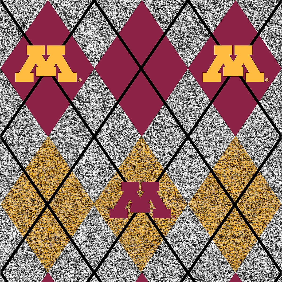 SYKEL ENTERPRISES University of Minnesota Fleece Blanket Fabric with Argyle Design on Heather Ground-Sold by The Yard Argyle Fleece Fabric-Fleece Blanket Fabric