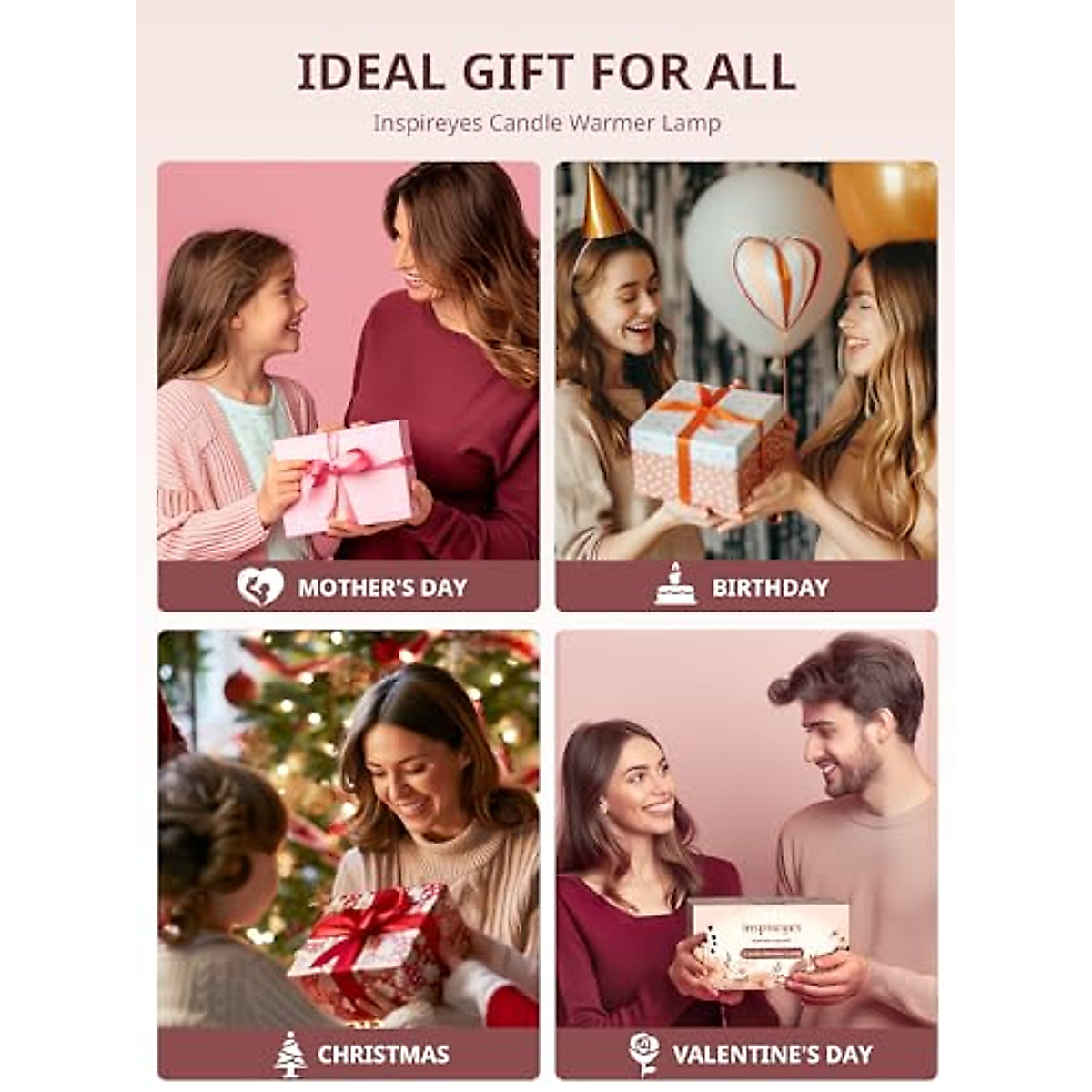 Inspireyes Candle Warmer Lamp, Electric Candle Warmer with Timer Dimmer, Height Adjustable Wax Melter Warmer for Jar Candles Scented Wax, House Warming Gifts New Home Decor, Gift for Mom, Flameless