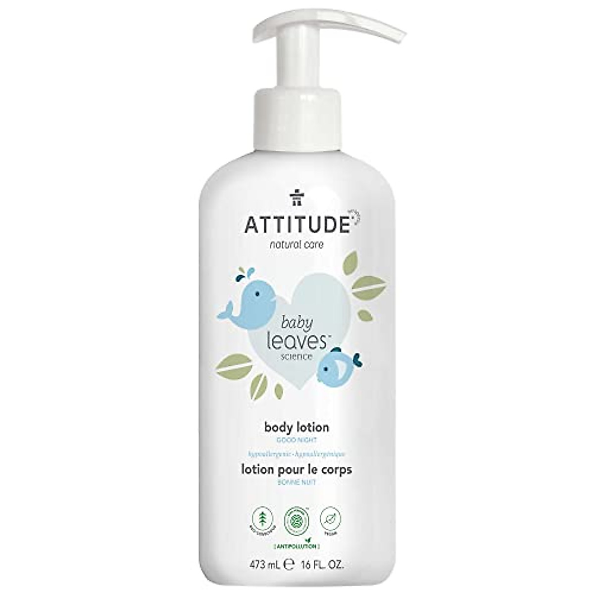 ATTITUDE Body Lotion for Baby, EWG Verified, Plant- and Mineral-Based Ingredients, Vegan and Cruelty-free Personal Care Products, Almond Milk, 16 Fl Oz