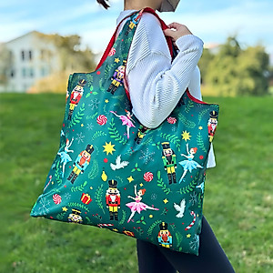 Wrapables Christmas Holiday AllyBag Collection Reusable Shopping Bag, Nutcracker Green