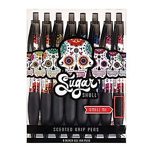 Sugar Skull Smens - Scented Pens, Black Ink, Medium Point - 8 Count