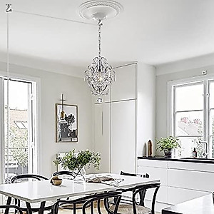 Plug in Pendant Lights with K9 Crystal，Hanging Lamp with 15Ft Clear Cord & On/Off Switch，Mini Chandelier for Closet Living Room Girls Room Bedroom Nursery