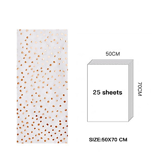 WRAPAHOLIC Gift Wrapping Tissue Paper - 25 Sheets 19.7x27.5 Inch Metallic Rose Gold Dots Tissue Gift Wrap Paper Bulk for Packing, DIY Crafts