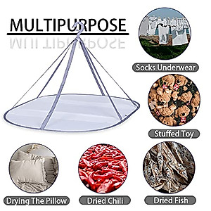 SNOMEL Folding Mesh Clothes Drying Rack, Windproof Sweater Cloth Dryer with Fixing Band, Collapsible Hanging Laundry Rack for Sweater, Outdoor, Indoor, Potable (1Pcs 1-Tier)