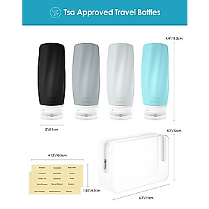 Morfone Travel Bottles Set for Toiletries, TSA Approved Travel Size Containers Leak Proof Refillable Liquid Silicone Squeezable Travel Accessories for Shampoo Conditioner Lotion