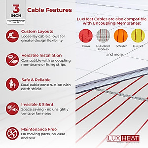 LuxHeat Floor Heating Cable Set 200 Sqft - 240v Electric Radiant Floor Heating System Under Tile. Set Includes, Floor Heating Cable, Strapping, UDG4 OJ Microline Programmable Thermostat with GFCI