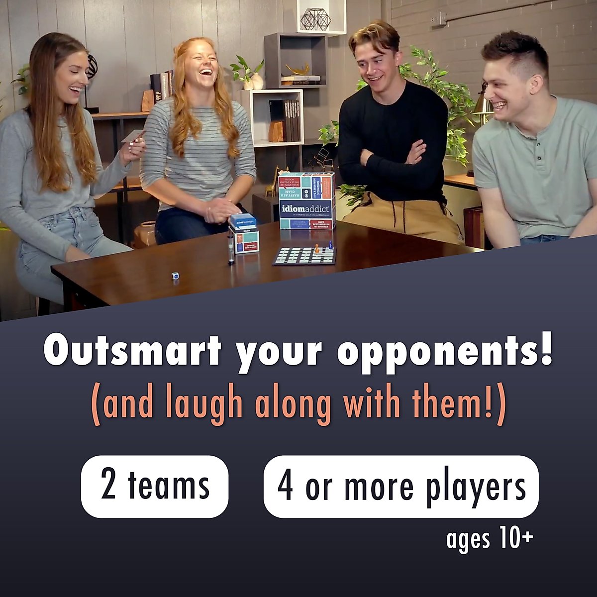 Idiom Addict, Decipher The Gibberish Phrase, 2400 Funny Brain Teasers, Large Group Party Game for 4+ Players