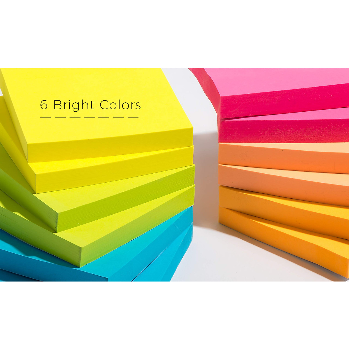 Sticky Notes 3x3 in (12 Pads) Bright Colored Super Self Sticky Pads - 100 Sheets / Pad - Easy to Post for School, Office Supplies, Desk Accessories