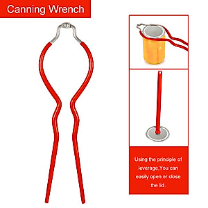 Canning Supplies Starter Kit, 304 Stainless Steel Canning Set Tools: Rack, Canning Funnel, Jar Lifter, Wrench, Tongs, Lid Lifter, Bubble Popper - Red 7 Piece