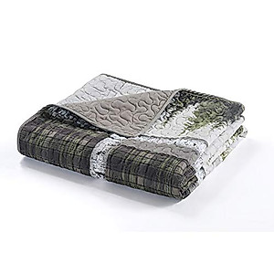Donna Sharp Throw Blanket - Bear Panels Lodge Decorative Throw Blanket with Bears and Forest Plaid Pattern