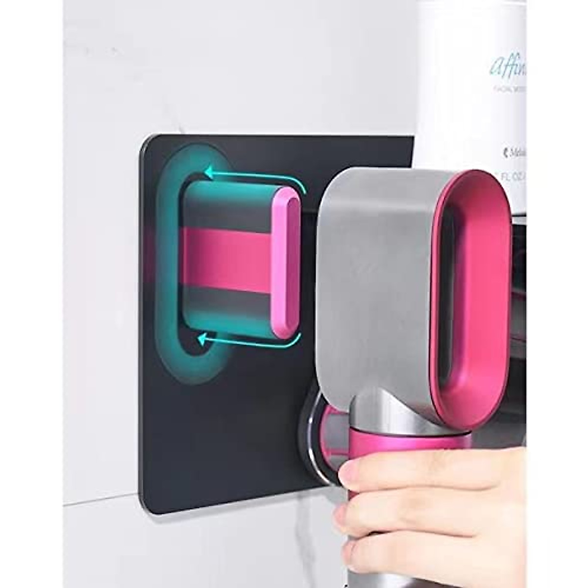 Wall Mount Holder Compatible with Dyson Airwrap Curling Iron Accessories, Metal Accessories Storage Stand Rack with Cord Organizer Hook for Home Bedroom Bathroom Hair Salon (Black)