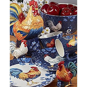 Certified International Indigo Rooster 9" Soup/Cereal Bowls, Set of 4, Multicolor