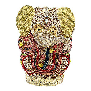 DEBIMY Animal Elephant Crystal Clutch Bag Sparkly Women Rhinestone Shoulder Bag Handbag Wedding Party Evening Clutch, Gold White