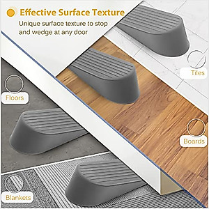 Large Doorstop 2 Pack, Heavy Duty Door Stoppers for Bottom of Door High 1.9 Inches, Rubber Industrial Door Stop, Wedge Door Stopper Great for Home Office School Heavy Door (Grey)